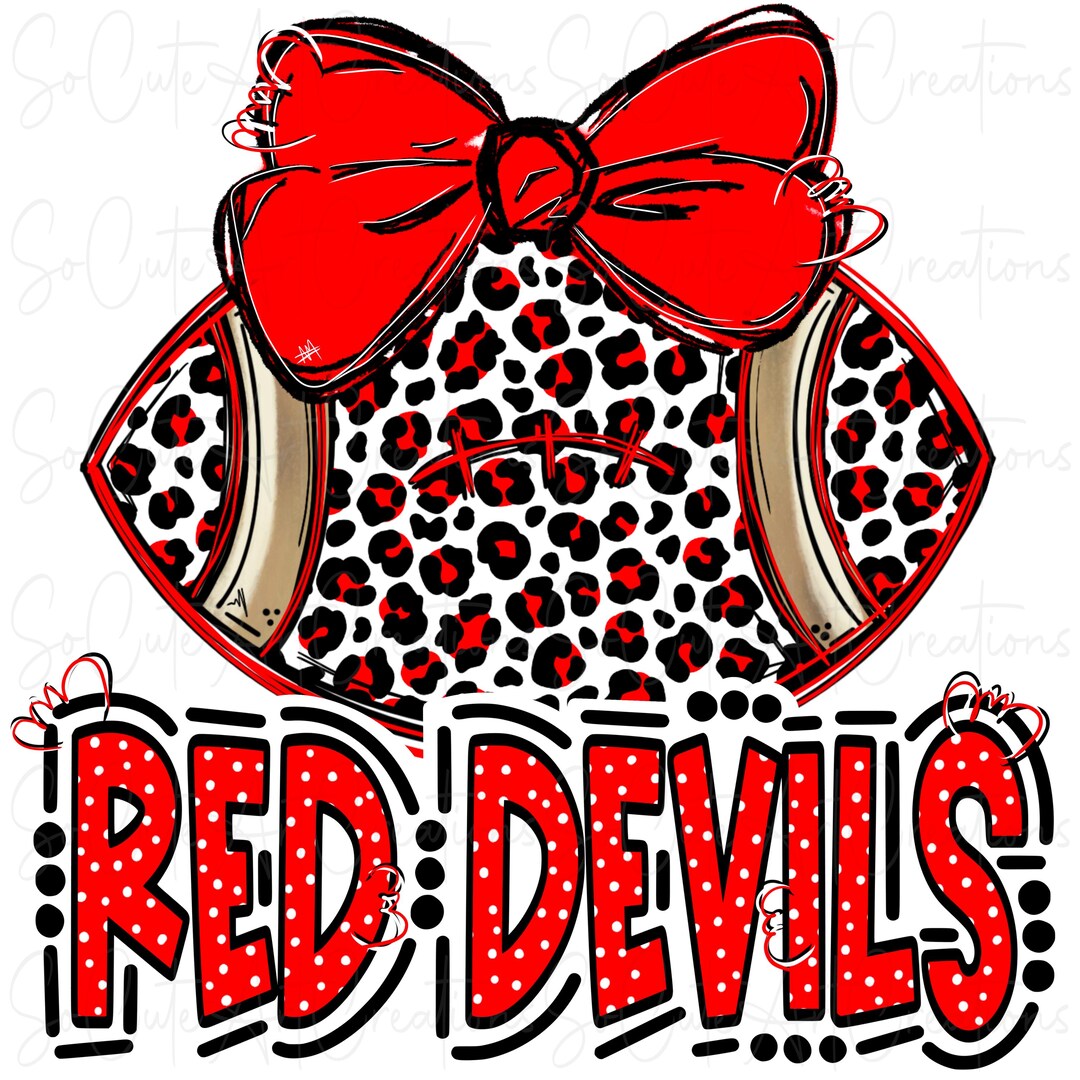 RED DEVILS - Football and Bow - Doodle Letters - School Spirit ...