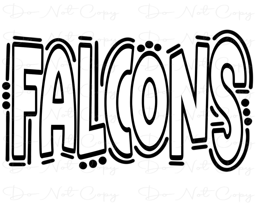 FALCONS Doodle Letters Transparent Background Sublimation PNG and SVG ...