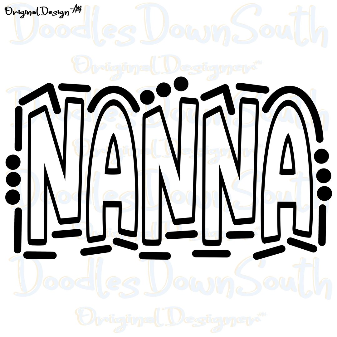 NANA - Doodle Word Outline - DTF Sublimation PNG Svg - Digital Artwork ...