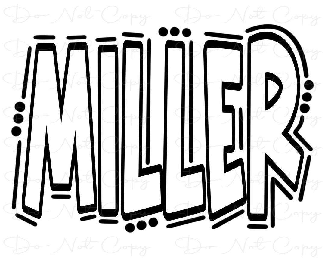 MILLER - Doodle Letters - Transparent - Sublimation PNG SVG - Digital ...