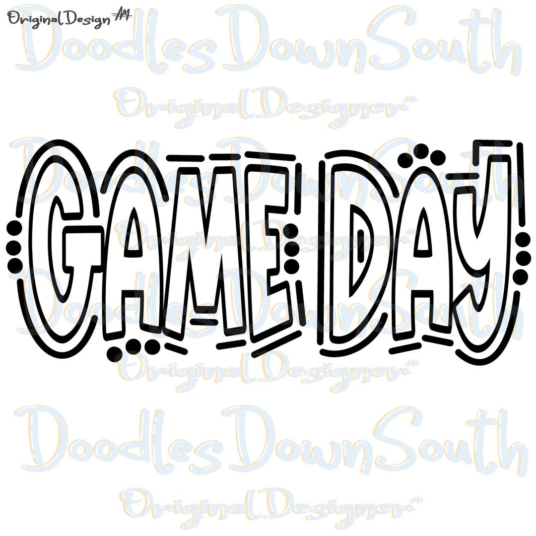 Game Day - Doodle Word Outline - DTF Sublimation PNG and Svg - Digital ...