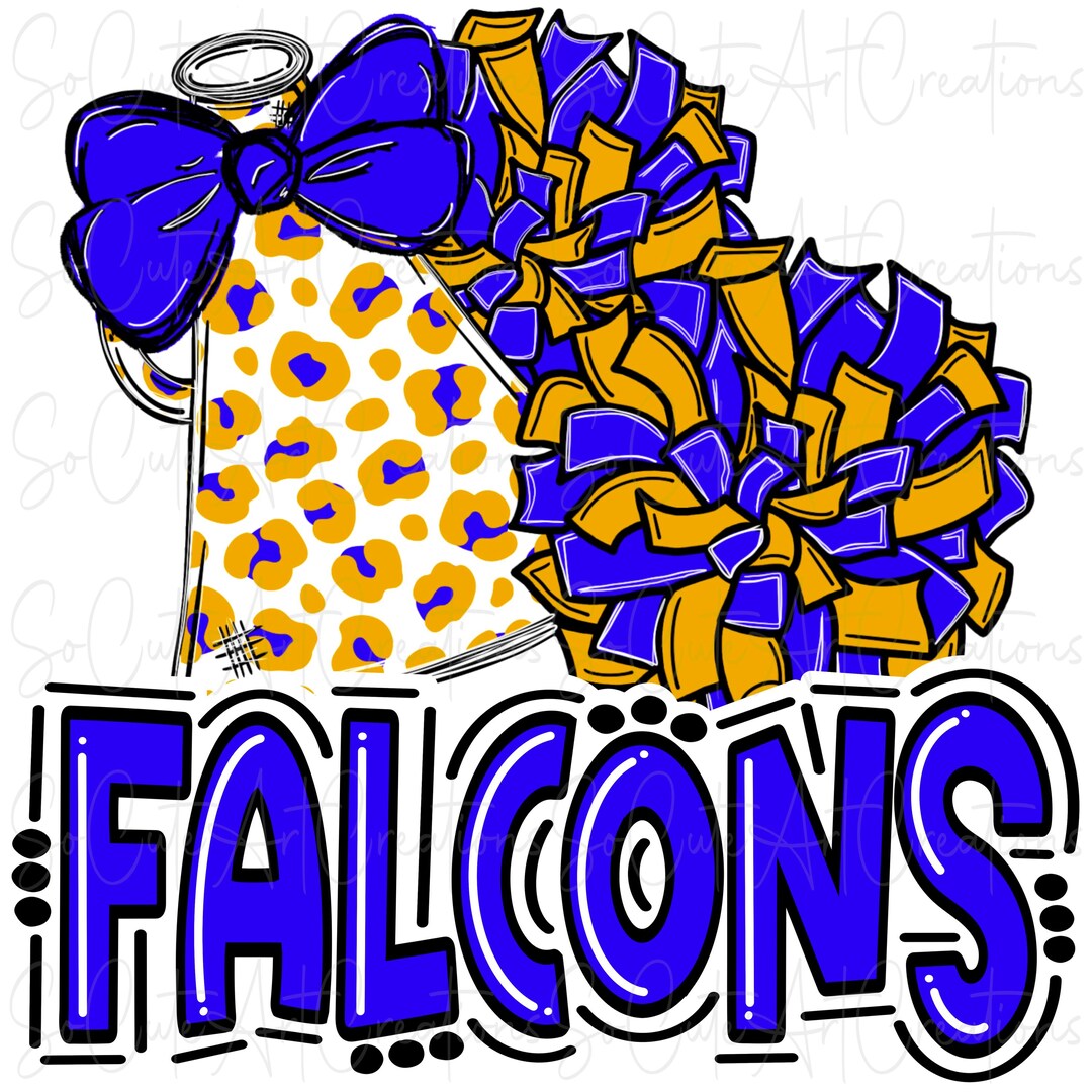 FALCONS - Cheer Pompoms Megaphone Mascot - Doodle Letters - DTF ...