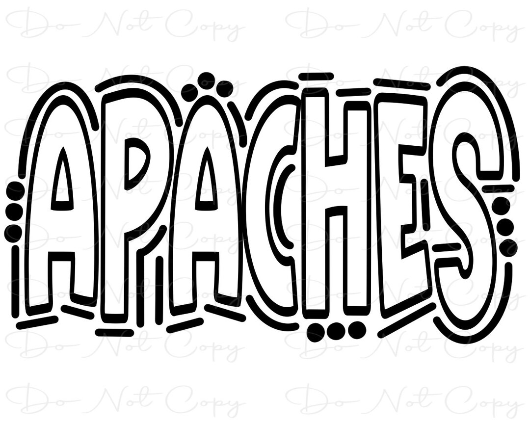 APACHES - Doodle Letters Transparent Background - Sublimation PNG and ...