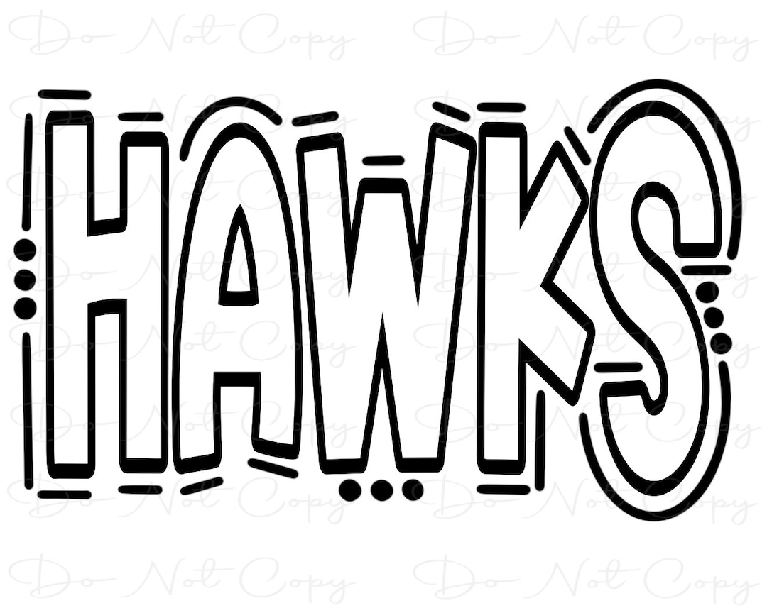 HAWKS - Doodle Letters Transparent Background - Sublimation PNG and SVG ...