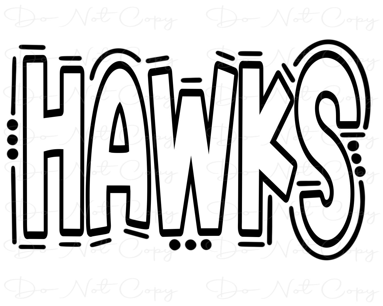 HAWKS - Doodle Letters Transparent Background - Sublimation PNG and SVG ...