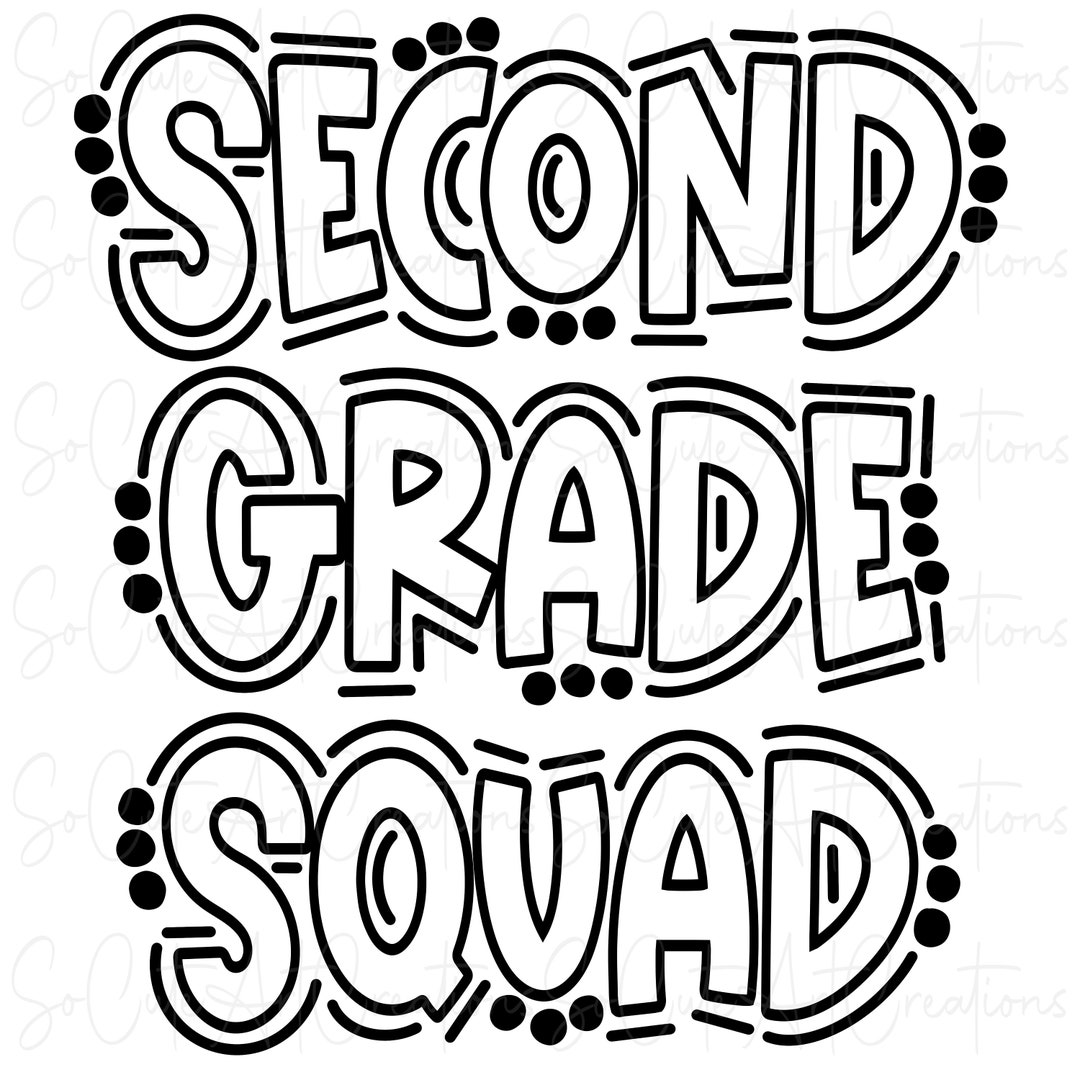 Second Grade Squad- Doodle Letters Transparent Background - Sublimation ...