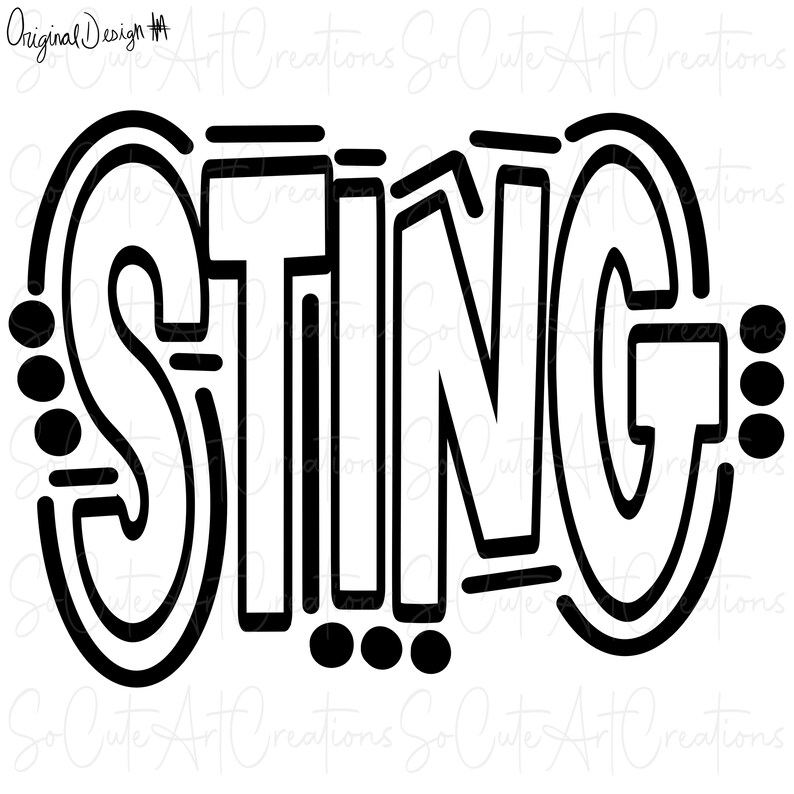 STING - Doodle Word Outline- DTF Sublimation Png and SVG - Digital ...