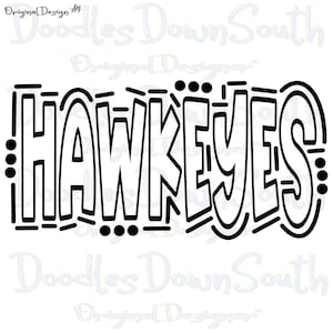 HAWKEYES - Doodle Word Outline- DTF Sublimation Png and SVG - Digital ...