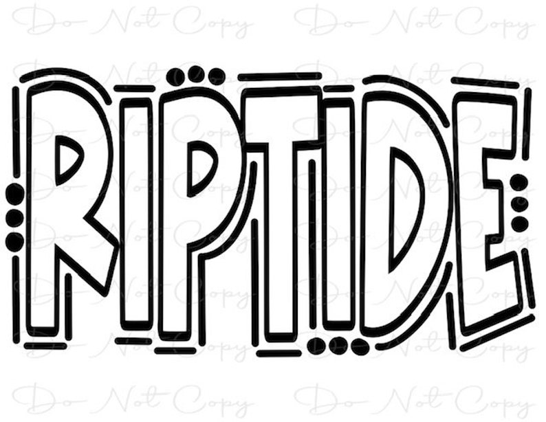 RIPTIDE - Doodle Word Outline - DTF Sublimation PNG and Svg - Digital ...