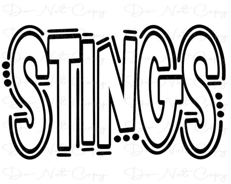 STINGS Doodle Letters Transparent Background Sublimation - Etsy