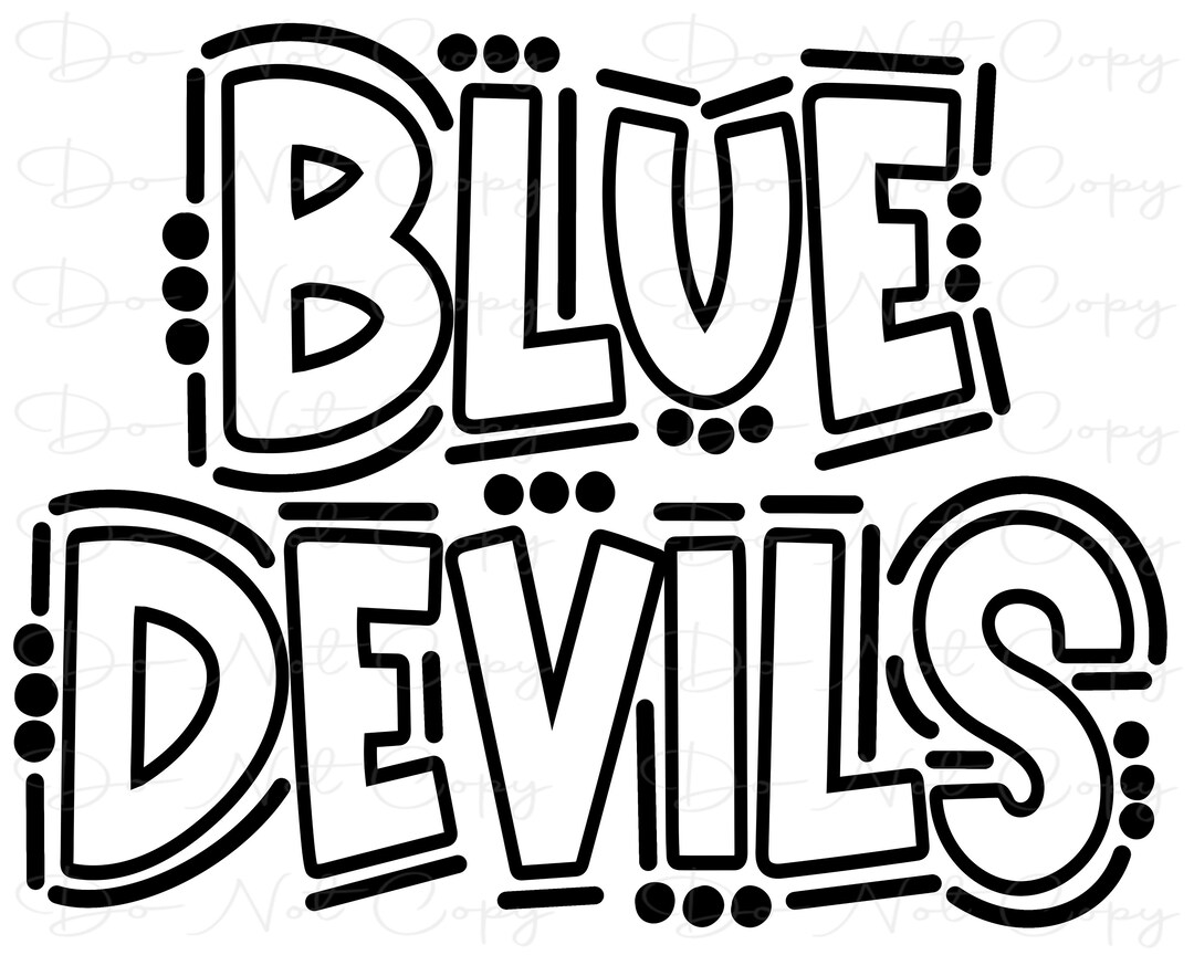 Blue Devils - Doodle Letters Transparent Background - Sublimation PNG ...