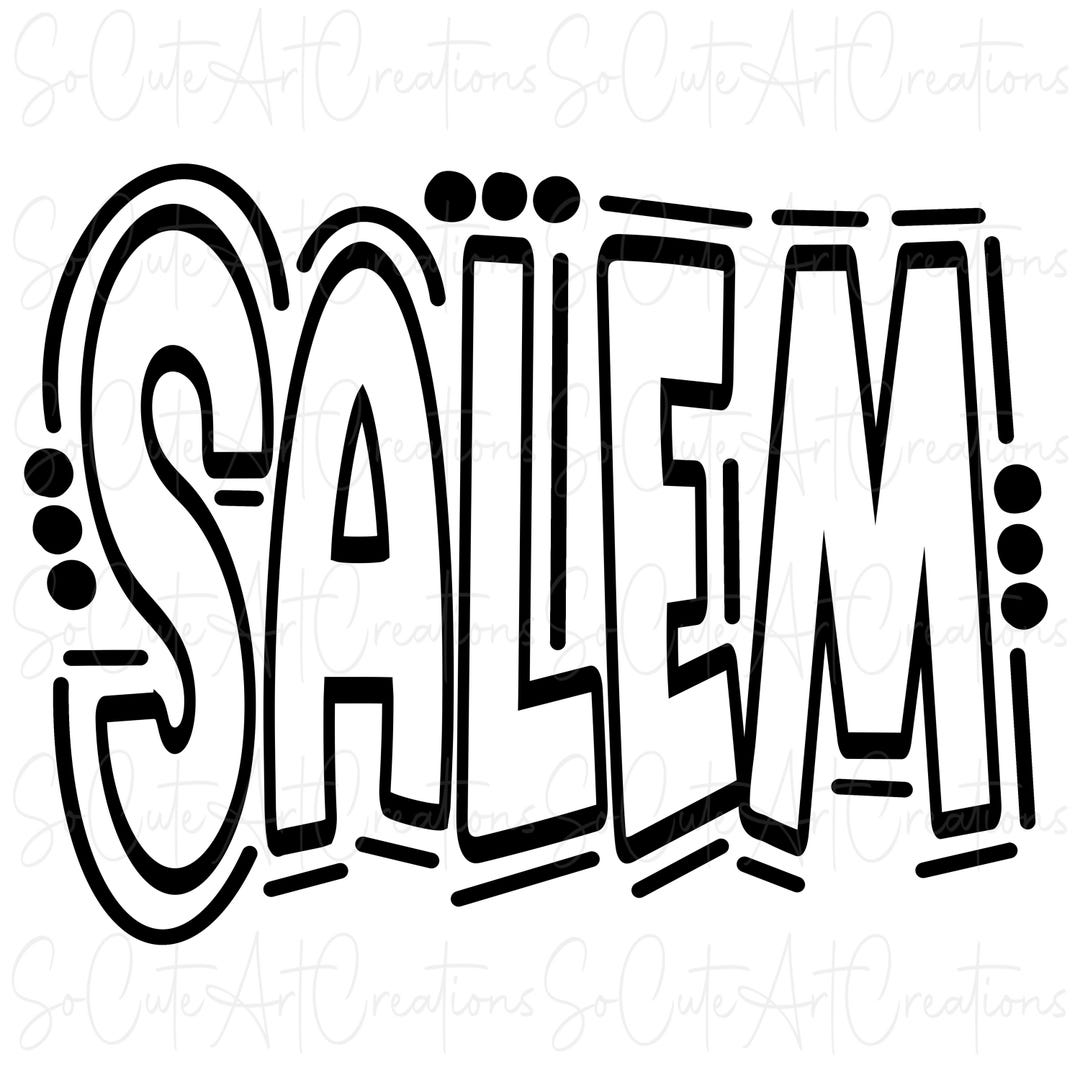 SALEM - Doodle Word Outline - Sublimation PNG Svg DTF - Digital Artwork ...
