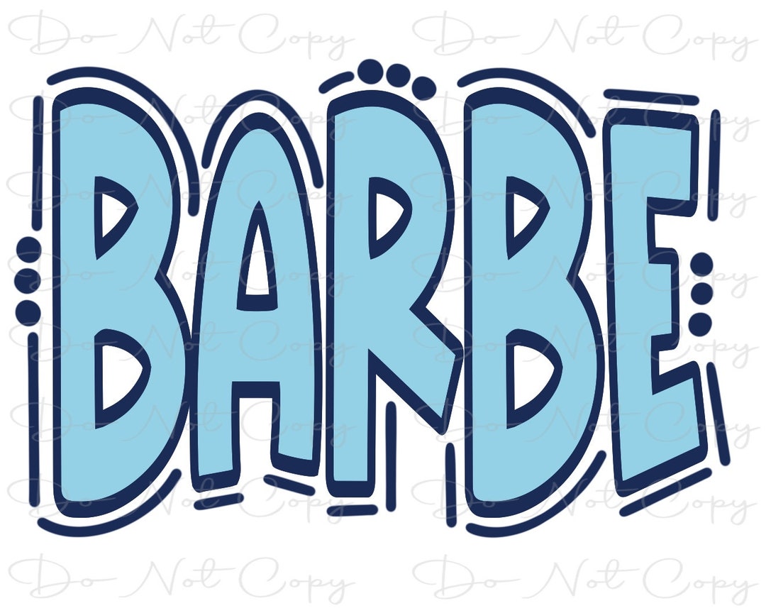 BARBE Doodle Letters Navy and Blue Sublimation PNG Digital Artwork - Etsy
