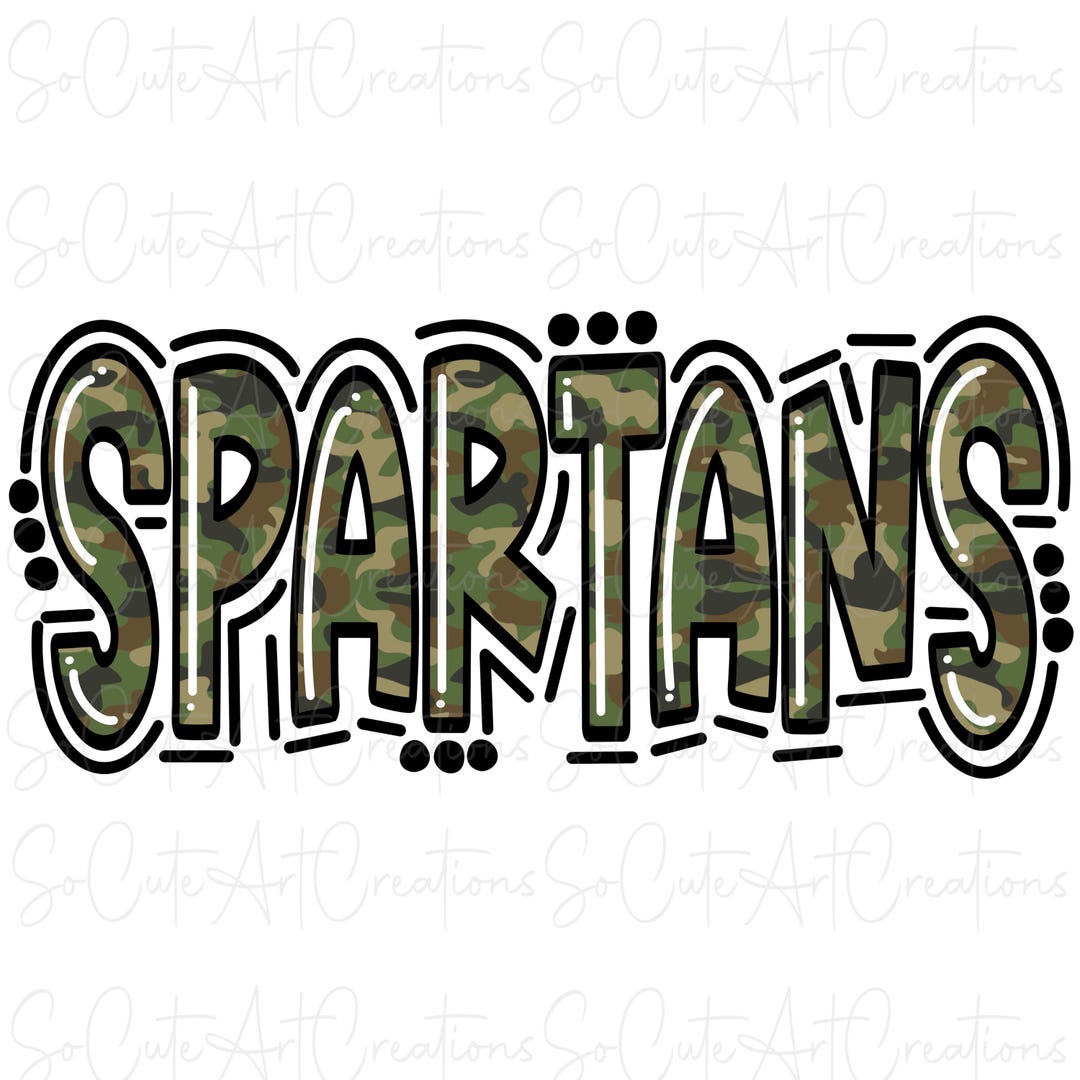 SPARTANS - Camo - Doodle Word - Sublimation PNG DTF - Digital Artwork ...