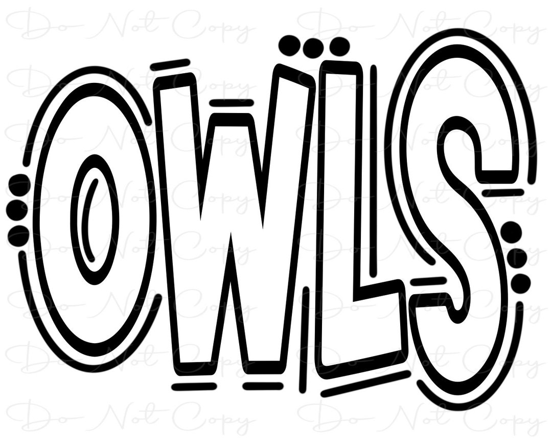 OWLS - Doodle Letters Transparent Background - Sublimation PNG and SVG ...