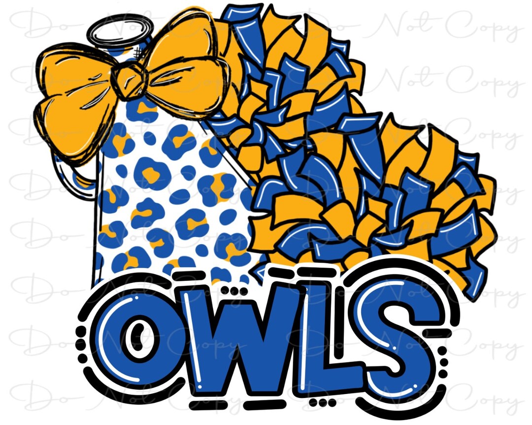 OWLS - Cheer Pompoms Megaphone Mascot - Black and Red - Doodle Letters ...