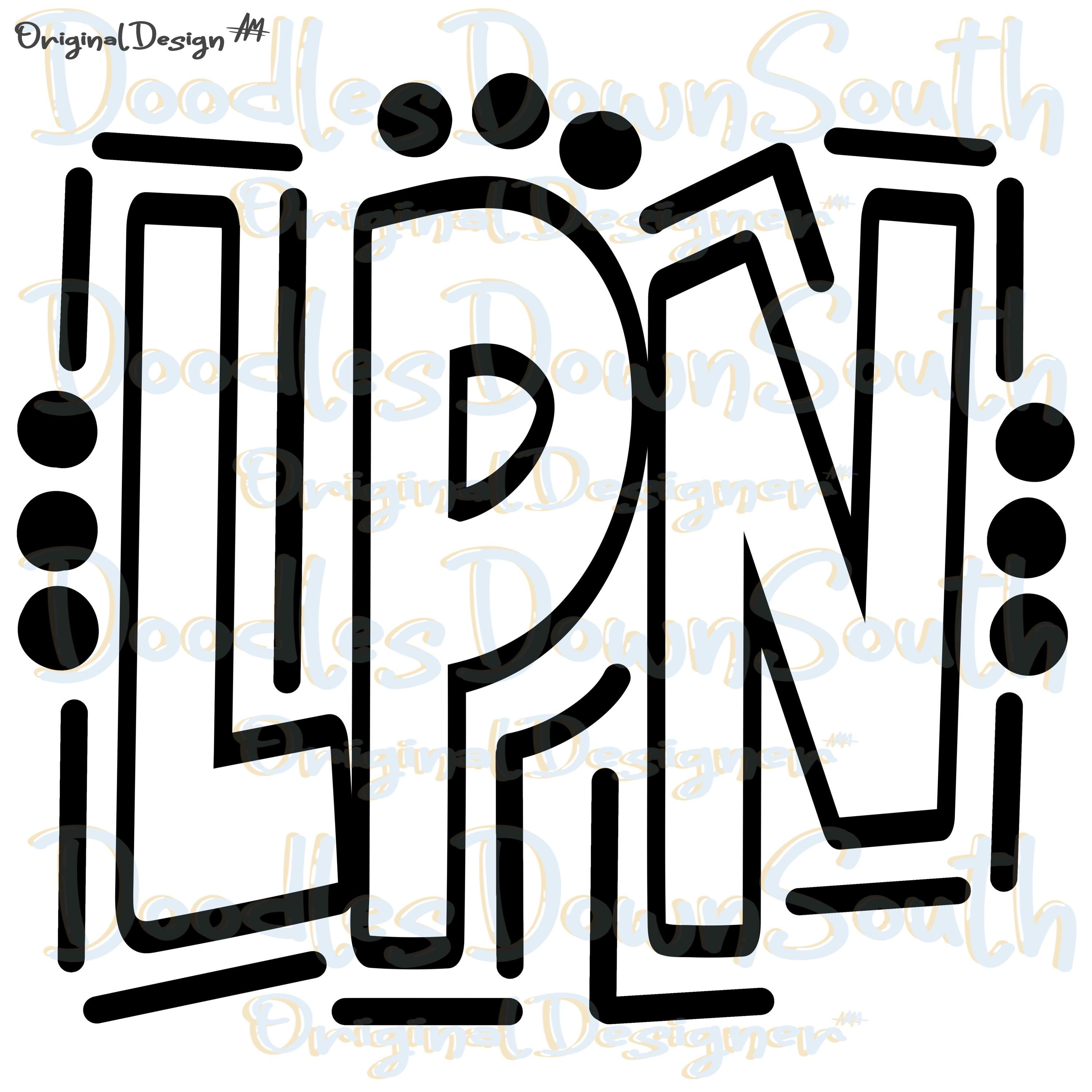 LPN - Doodle Word Outline - Sublimation PNG and SVG - Digital Artwork ...
