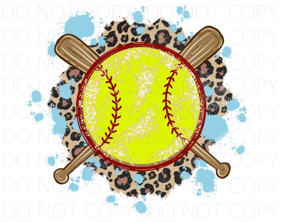 Blank Softball Light Blue Paint Splatter and Leopard School - Etsy