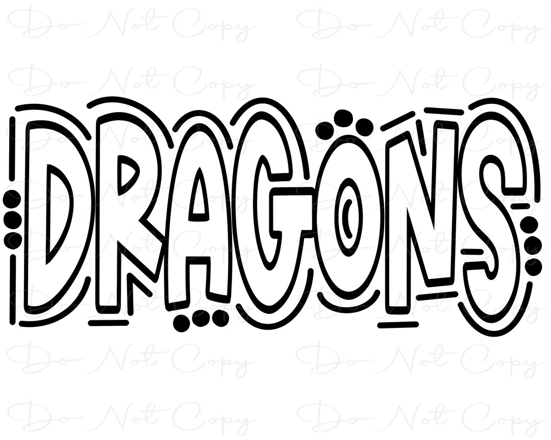 DRAGONS - Doodle Letters Transparent Background - Sublimation PNG and ...