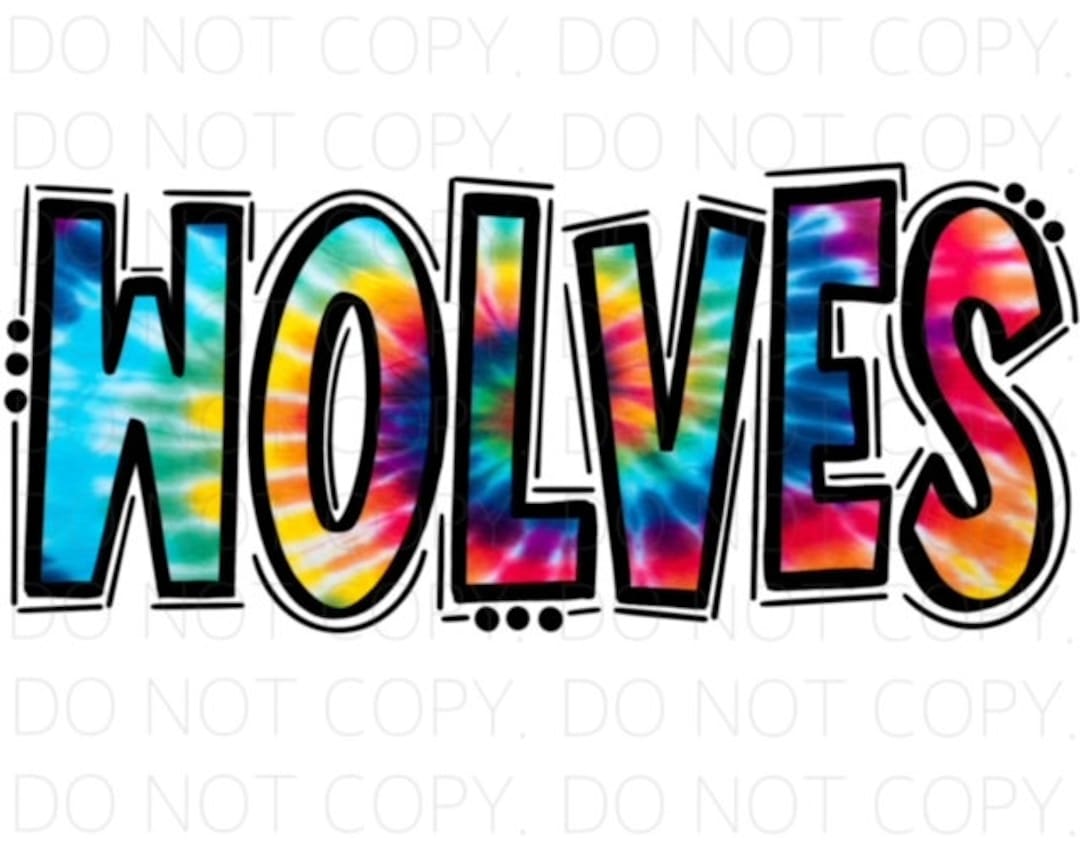 WOLVES- Doodle Letters Tiedye - Sublimation PNG - Digital Artwork ...