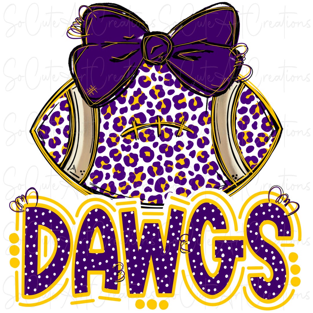 DAWGS Football and Bow - Doodle Letters - School Spirit - Sublimation ...