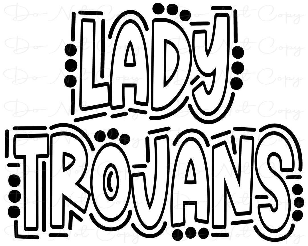 Lady Trojans - Doodle Word Transparent Background - Sublimation PNG and ...
