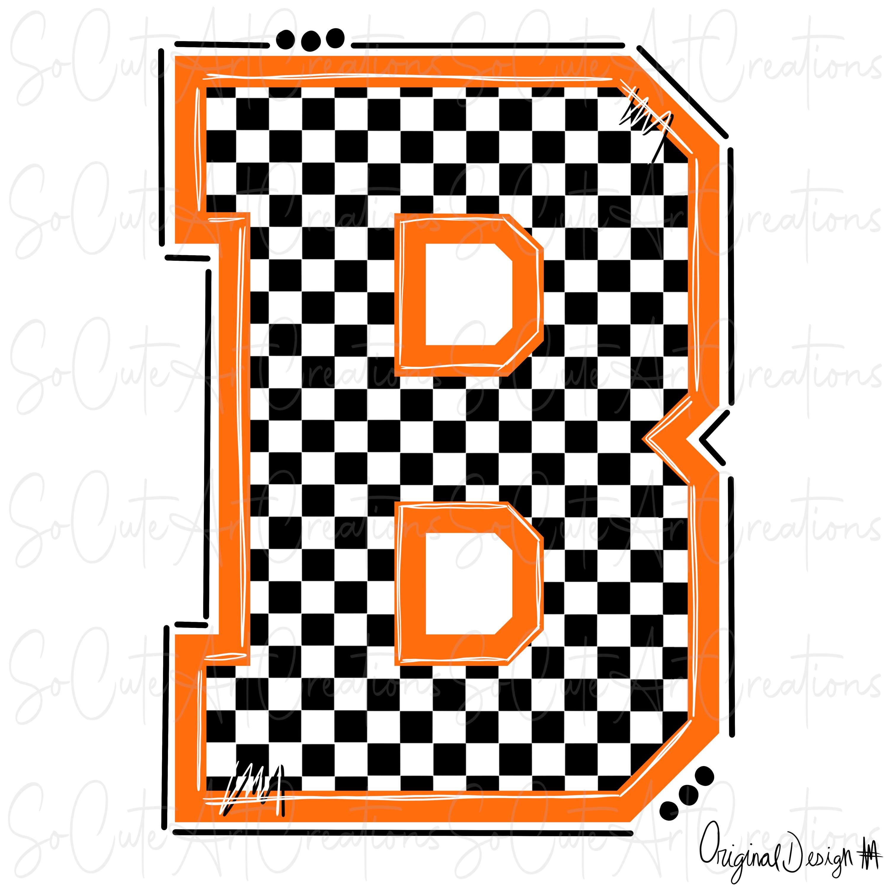 B Varsity Letter Checker DTF Sublimation PNG Digital Artwork Clip Art ...