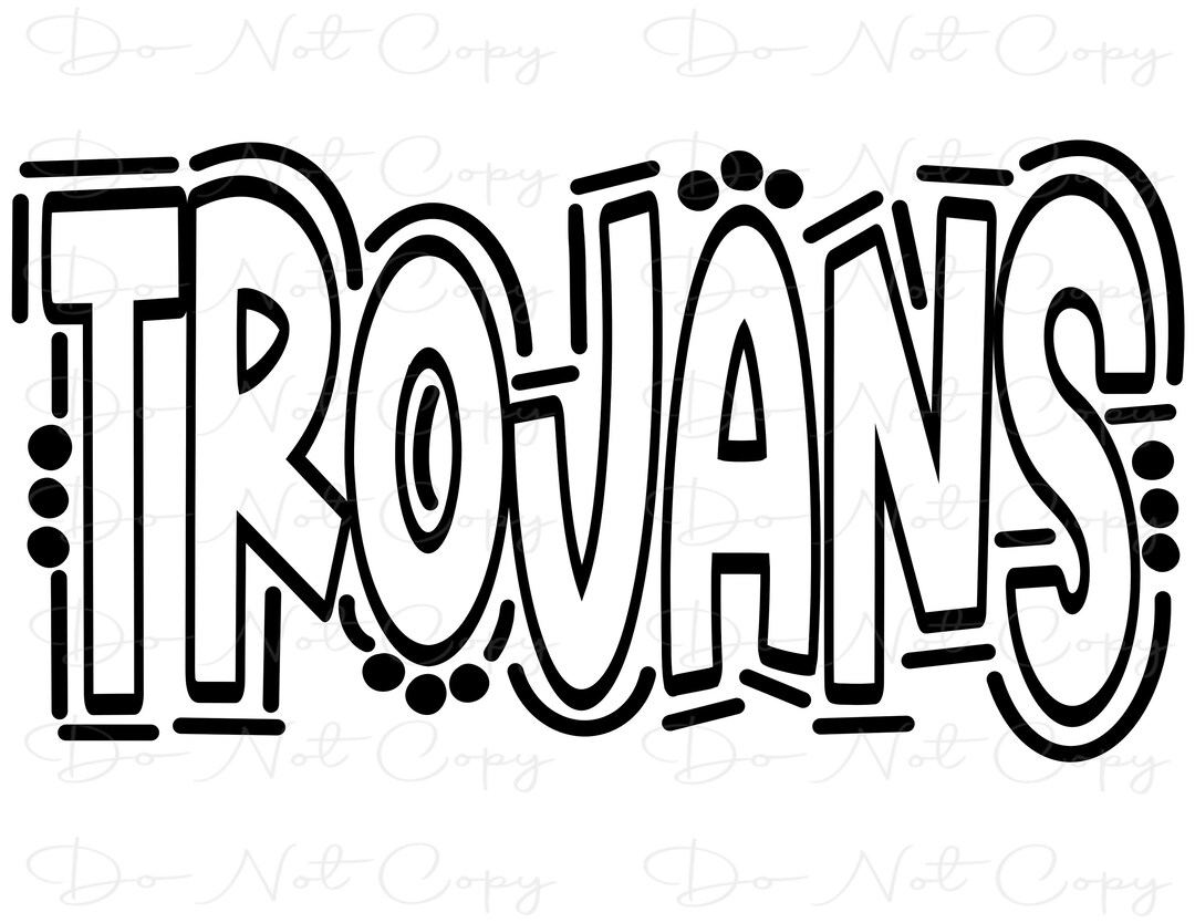 TROJANS - Doodle Letters Transparent Background - Sublimation PNG and ...