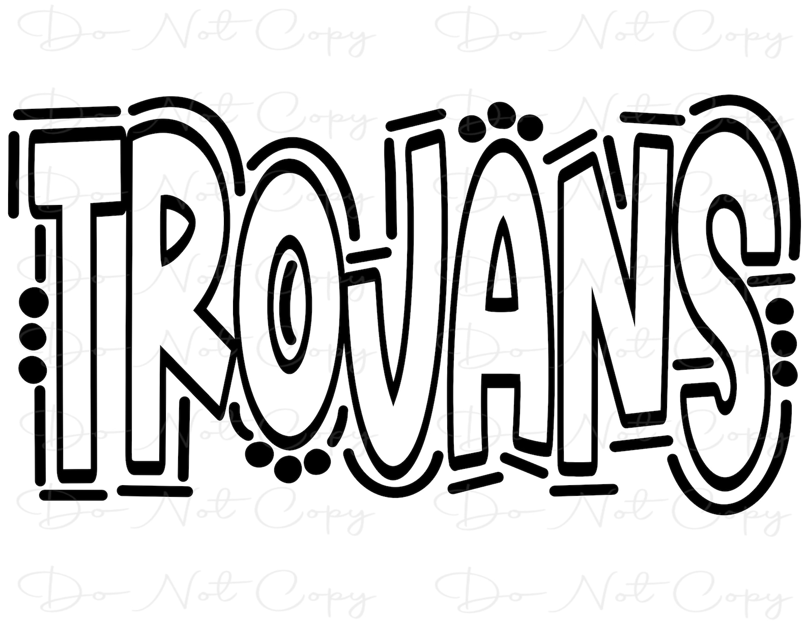 TROJANS - Doodle Letters Transparent Background - Sublimation PNG and ...