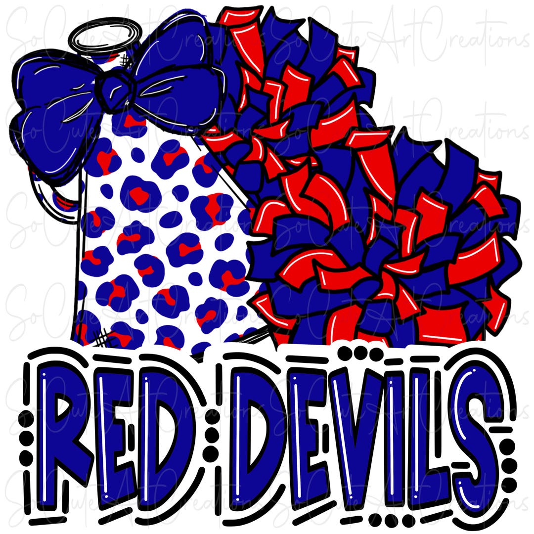Red Devils - Cheer Pompoms Megaphone Mascot - Doodle Letters ...