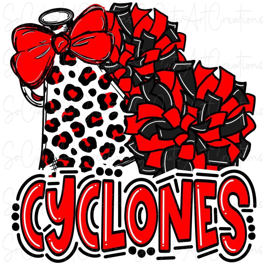 CYCLONES - Cheer Pompoms Megaphone Mascot - Doodle Letters ...
