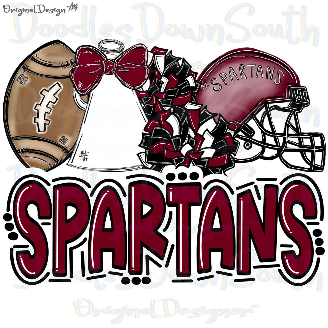 SPARTANS - Cheer Football Helmet Bow - Doodle Letters - School Spirit ...