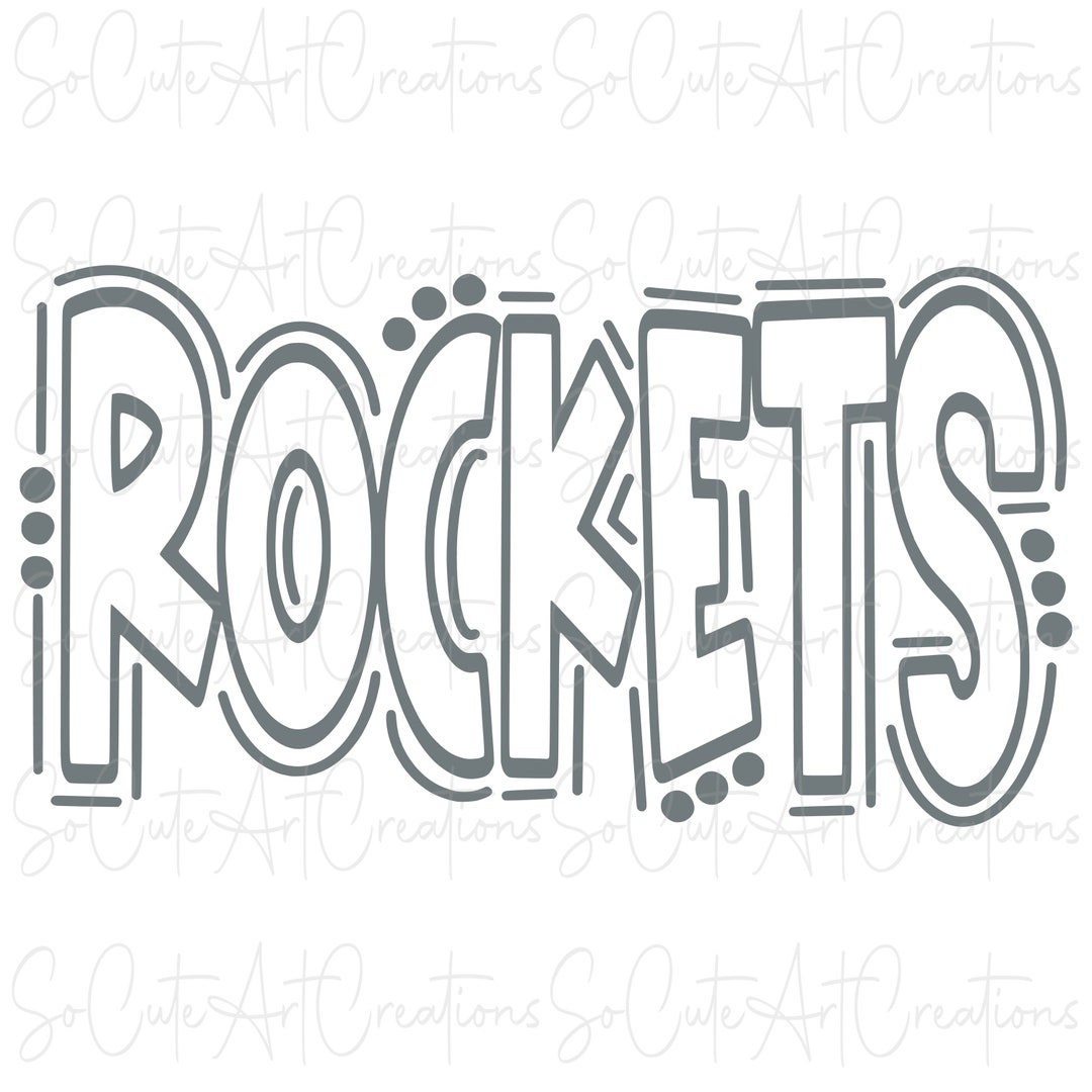 ROCKETS - Grey Doodle Word Transparent - Sublimation PNG and SVG ...