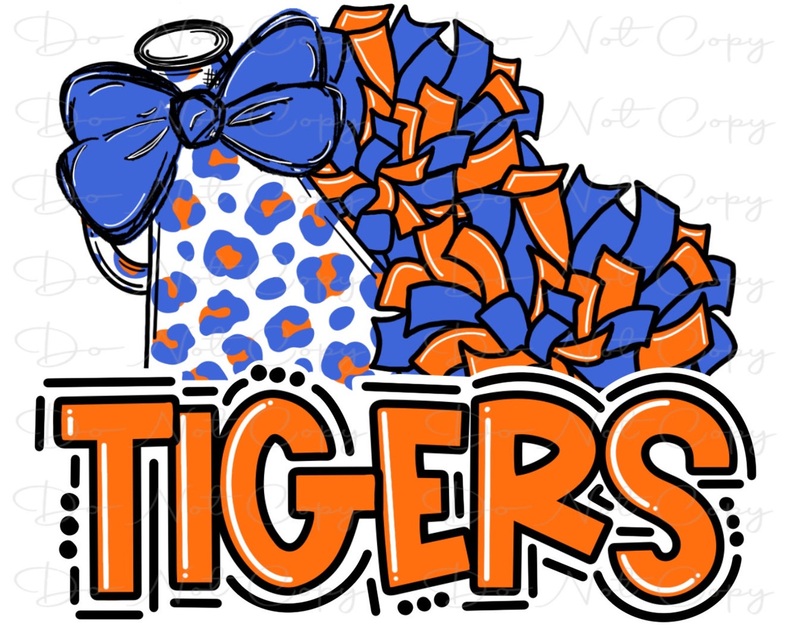 TIGERS - Cheer Pompoms Megaphone Mascot - Doodle Letters - Sublimation ...