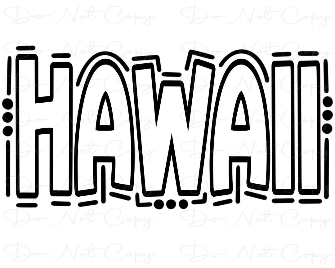 Hawaii - Doodle Letters Transparent Background - Sublimation PNG and ...