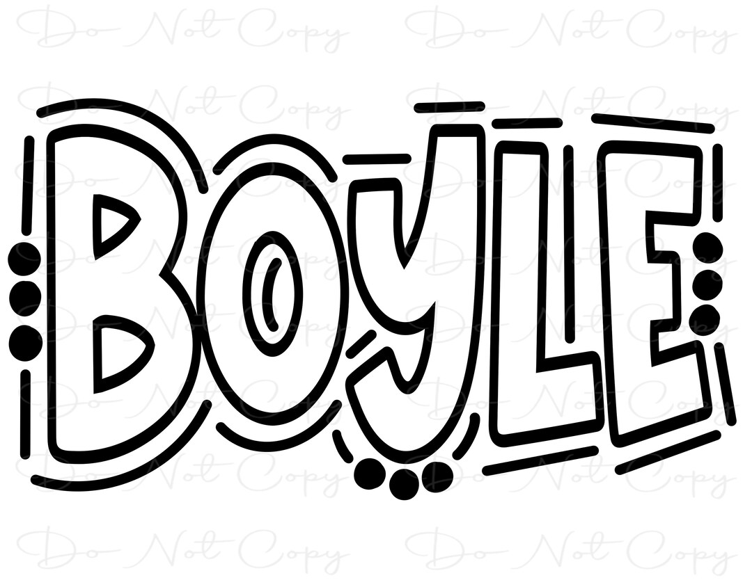 Boyle - Doodle Letters Transparent Background - Sublimation PNG and SVG ...