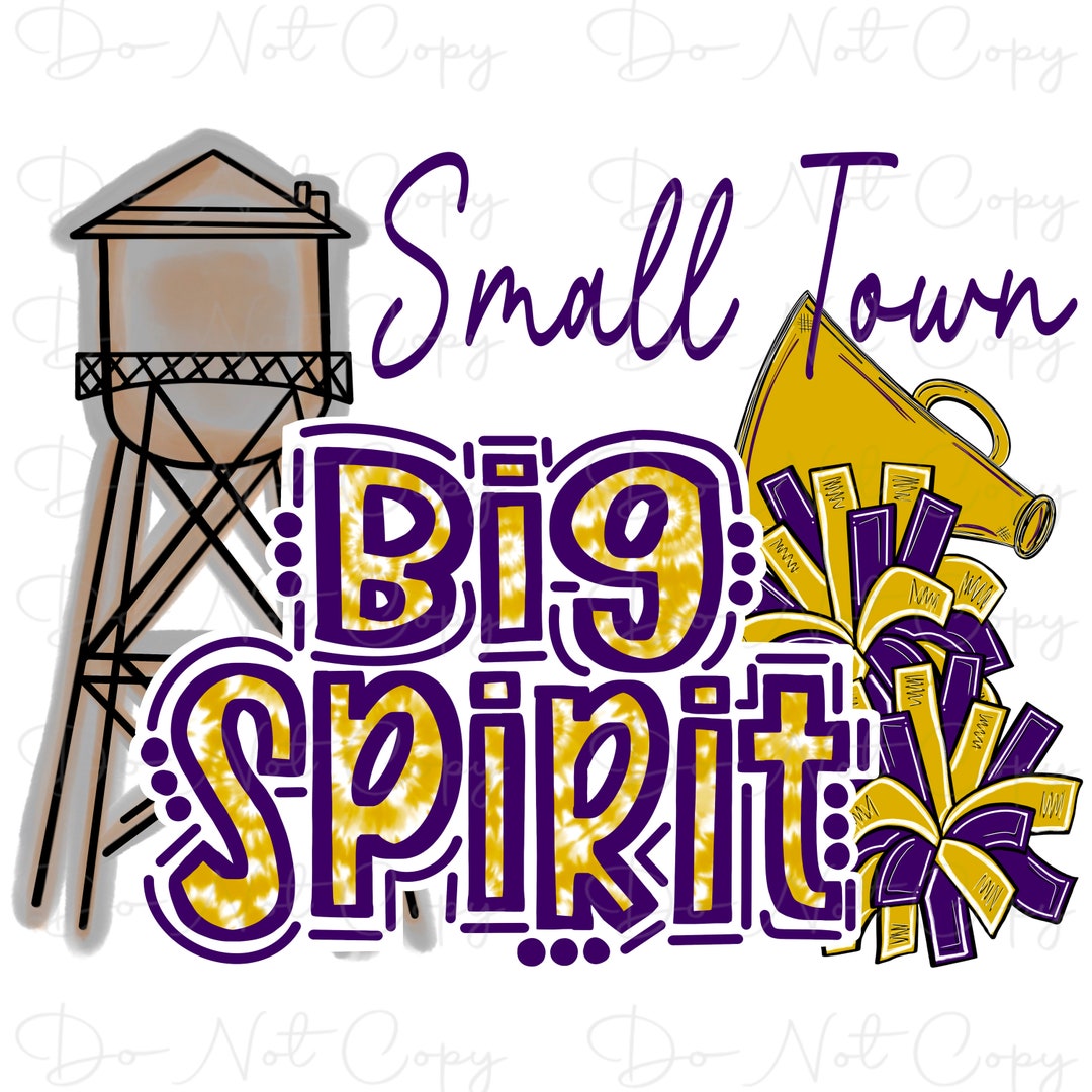 Small Town Big Spirit - Megaphone Cheer Pompoms - Doodle Letters ...