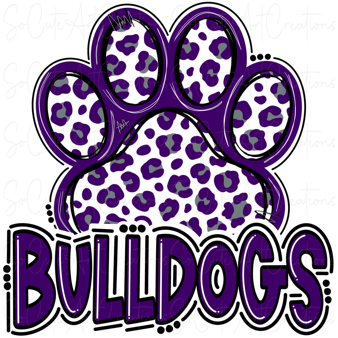 BULLDOGS - Paw Print - Leopard Maroon - Sublimation DTF - PNG - Digital ...