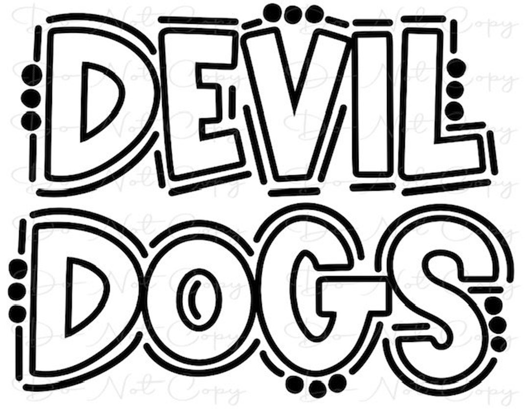 Devil Dogs - Doodle Letters Transparent Background - Sublimation PNG ...
