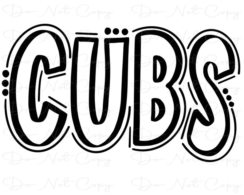 CUBS Doodle Letters Transparent Background Sublimation PNG - Etsy