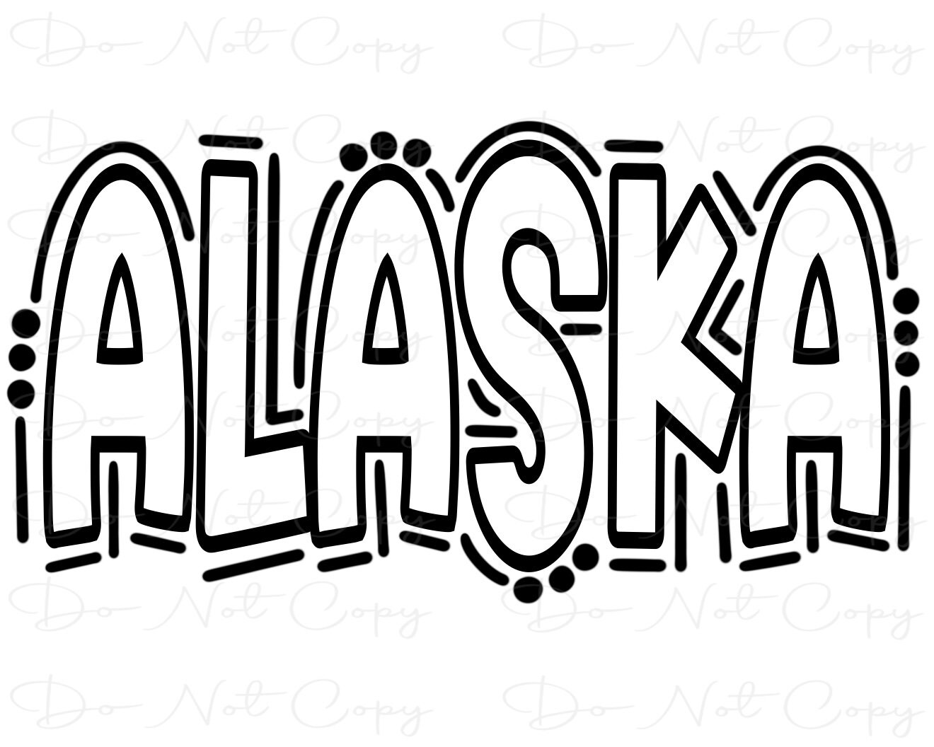 Alaska- Doodle Letters Transparent Background - Sublimation PNG and SVG ...