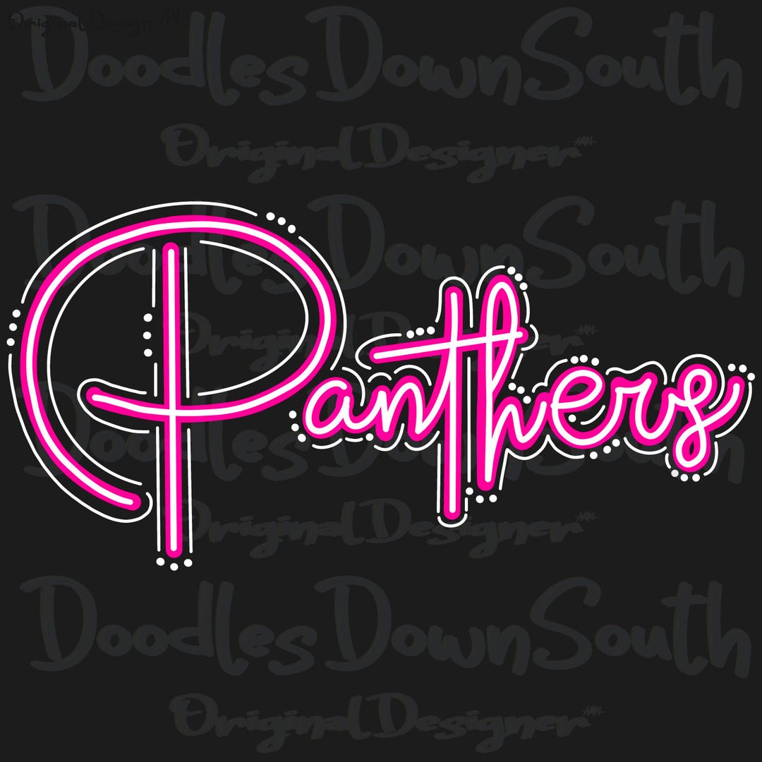 PANTHERS - Cursive Script Doodle Word - Preppy - Senior Pants - PNG ...
