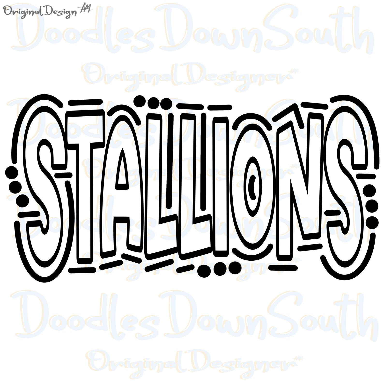 STALLIONS - Doodle Word Outline - Sublimation PNG and SVG - Digital ...