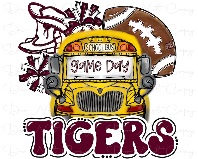 Game Day School Bus - Tigers Football PNG Clipart (digital Artwork) - Etsy