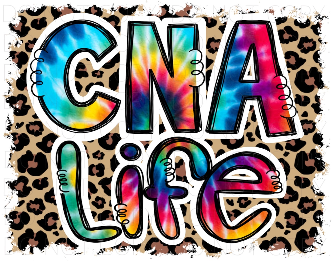 CNA Life - Doodle Letters Leopard Print - Sublimation PNG - Digital ...