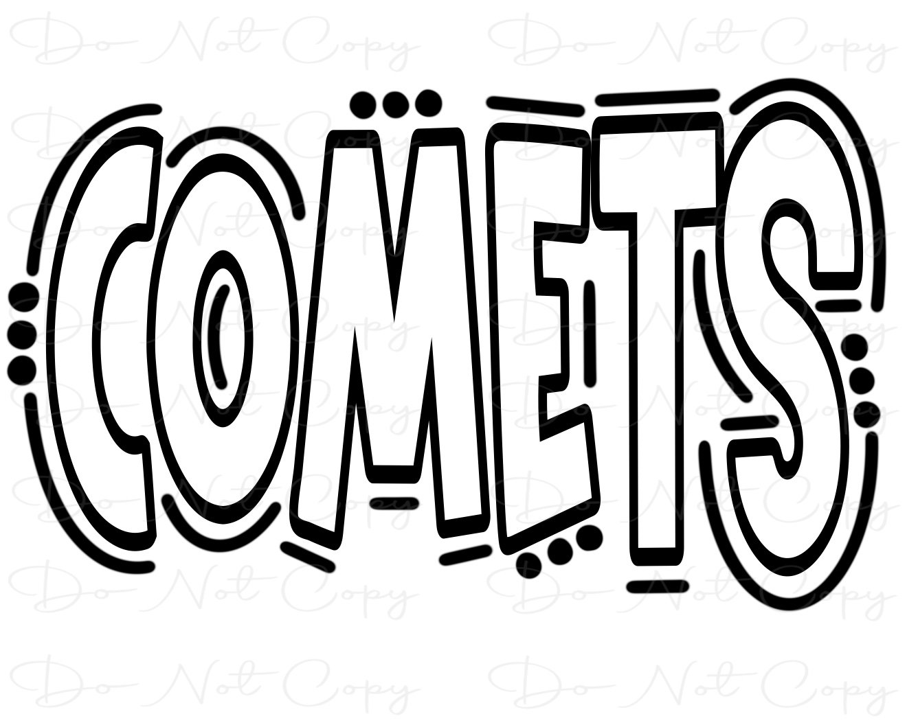 COMETS - Doodle Letters Transparent Background - Sublimation PNG and ...