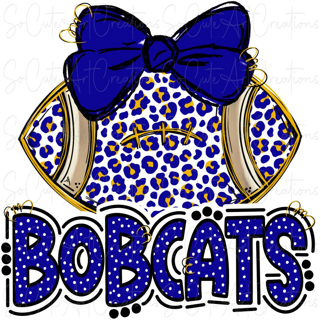 BOBCATS - Football and Bow - Doodle Letters - School Spirit ...