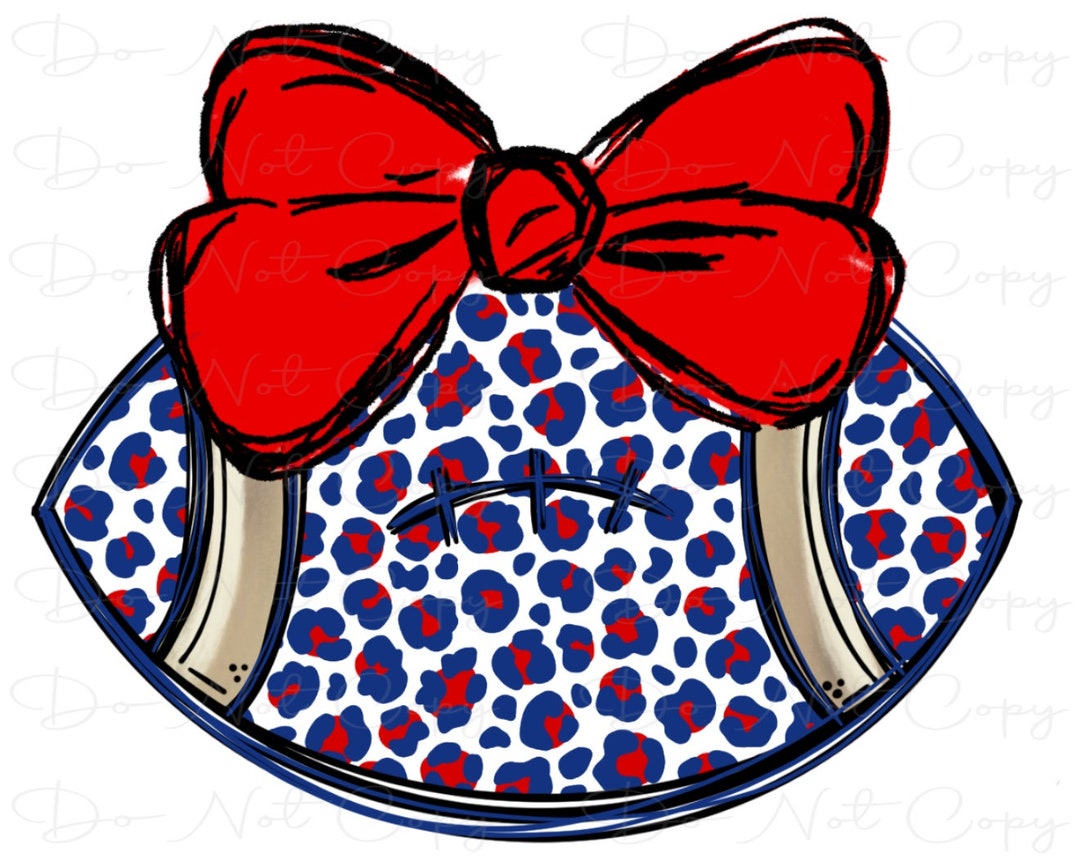 Football and Bow - Red and Blue - Doodle Letters - School Spirit ...