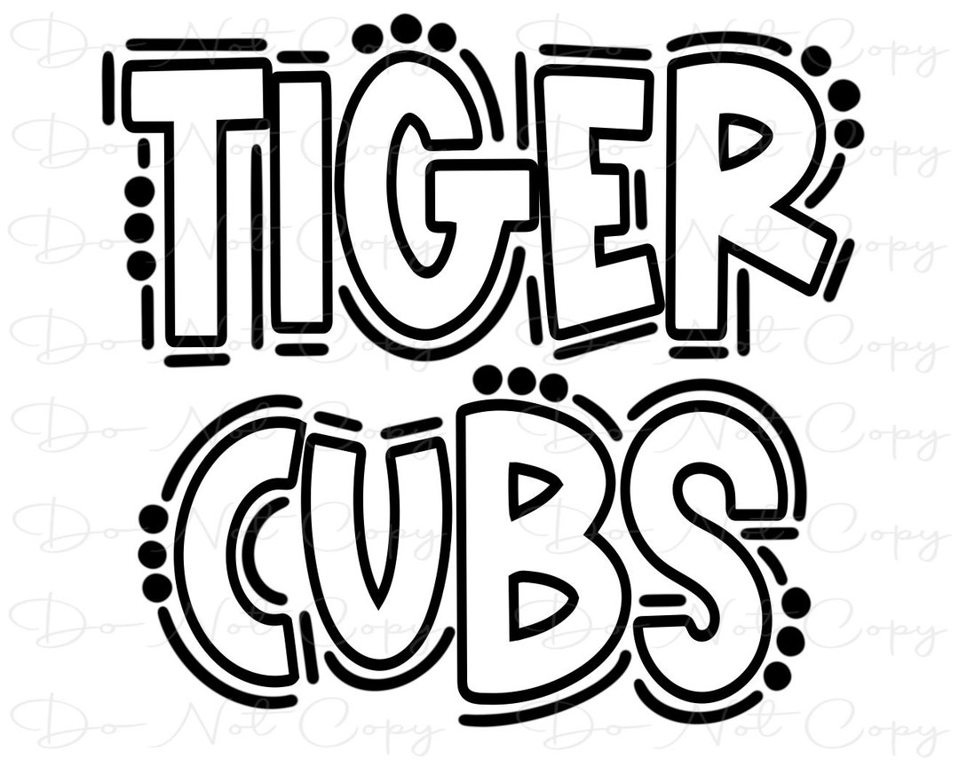 Tiger Cubs - Doodle Letters Transparent Background - Sublimation PNG ...