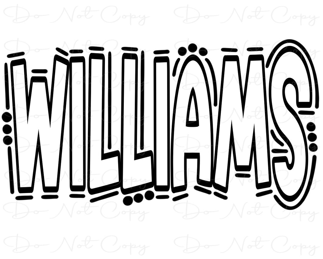 WILLIAMS - Doodle Letters - Transparent - Sublimation PNG SVG - Digital ...